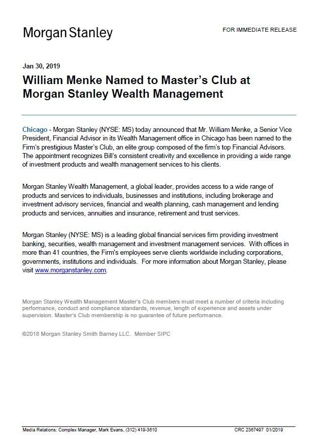 William C Menke | Chicago, IL | Morgan Stanley Wealth Management